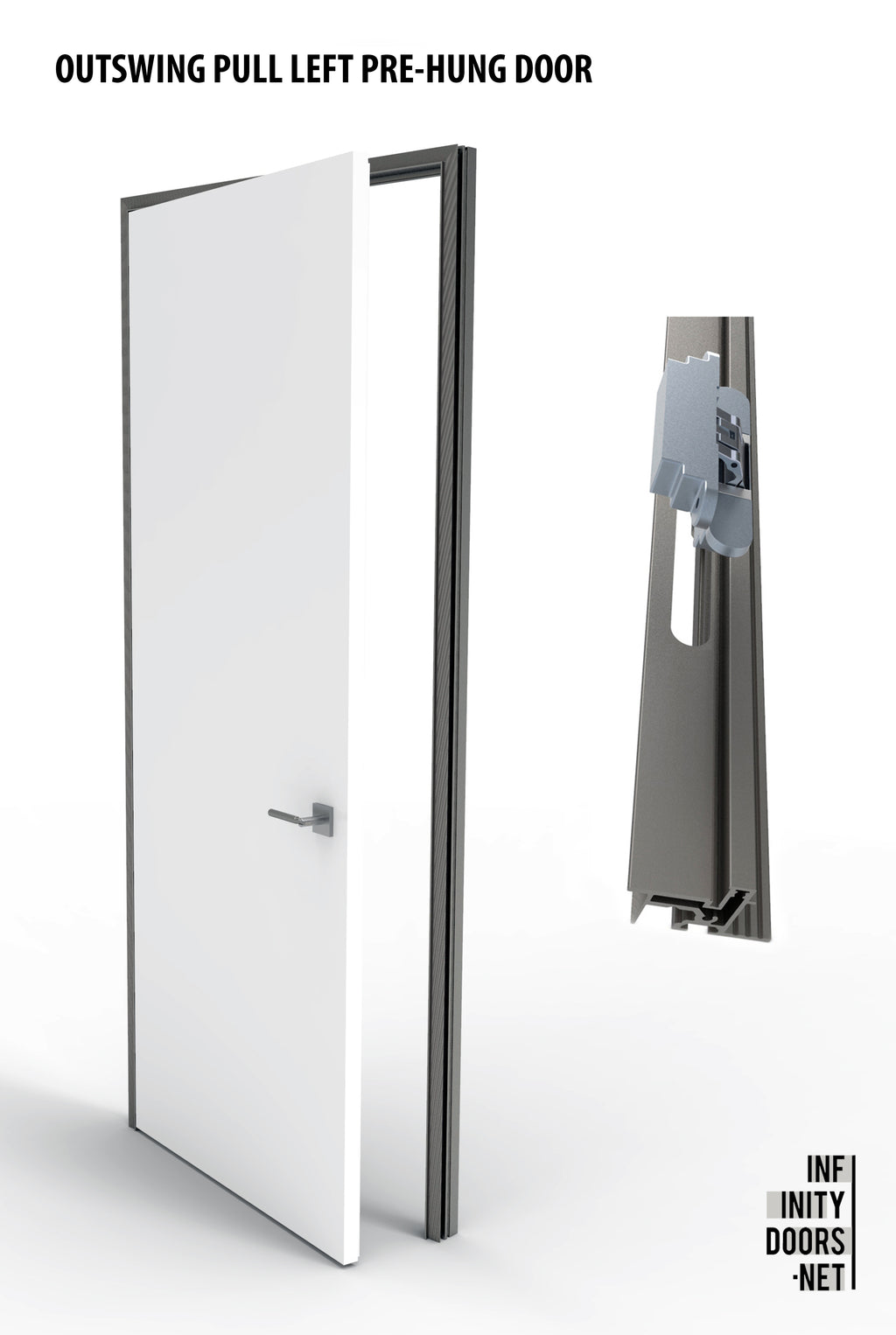 Outswing Single Pull left Pre-Hung Door – Infinitydoors